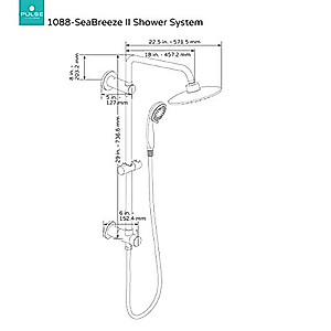 PULSE ShowerSpas 1088-CH SeaBreeze II Shower System with 8" Rain Showerhead, Slide Bar and Multi-Function Hand Shower, Polished Chrome