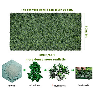 Bybeton Artificial Ivy Privacy Fence Screen,60"x120" (50 sqft) UV-Anti Faux Boxwood Leaves Grass Wall Panels for Patio Balcony Privacy, Garden, Backyard Greenery Wall Backdrop and Fence Decor