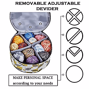 Yuar butee Double-Layer,Yarn Storage Bag,Knitting Tote Bag,with 6 Grommets,Drawstring Closure,Easy to Carry Knitting Needles,Crochet Hooks and Accessories Yellow