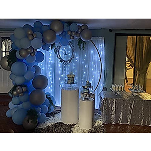 White Tulle Backdrop Curtain with Lights String for Parites 10×8ft Sheer Backdrop Curtains White Curtain Backdrop for Wedding Baby Shower Birthday Party Photo Shoot Decorations(2 Panels 10ft×8ft)