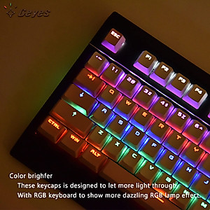 Mechanical Keycaps, Geyes Doubleshot PBT Backlit Keycaps with Cherry MX Switches and Clones OEM Profile 104 Keys PBT Keycaps for 104/87/61 Mechanical Keyboard PC Gaming Keyboard,White Blue Keycaps
