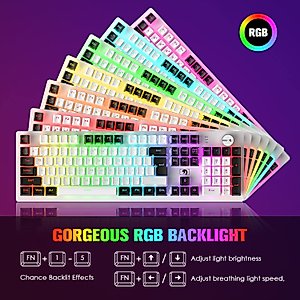FELICON Rechargeable 2.4G Wireless Keyboard and Mouse Combo Suspended Keycap Mechanical Feel Backlit Gaming Keyboard & Mouse Adjustable Breathing Lamp for Laptop Computer and Mac