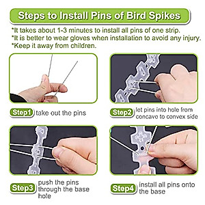 Bird Spikes for Pigeons Small Birds Stainless Steel 100 feet Coverage Outdoor Use Bird Deterrent Strips Devices for Fence Crows Woodpeckers with 304 Stainless Steel Pins and Plastic Base Flexible Use