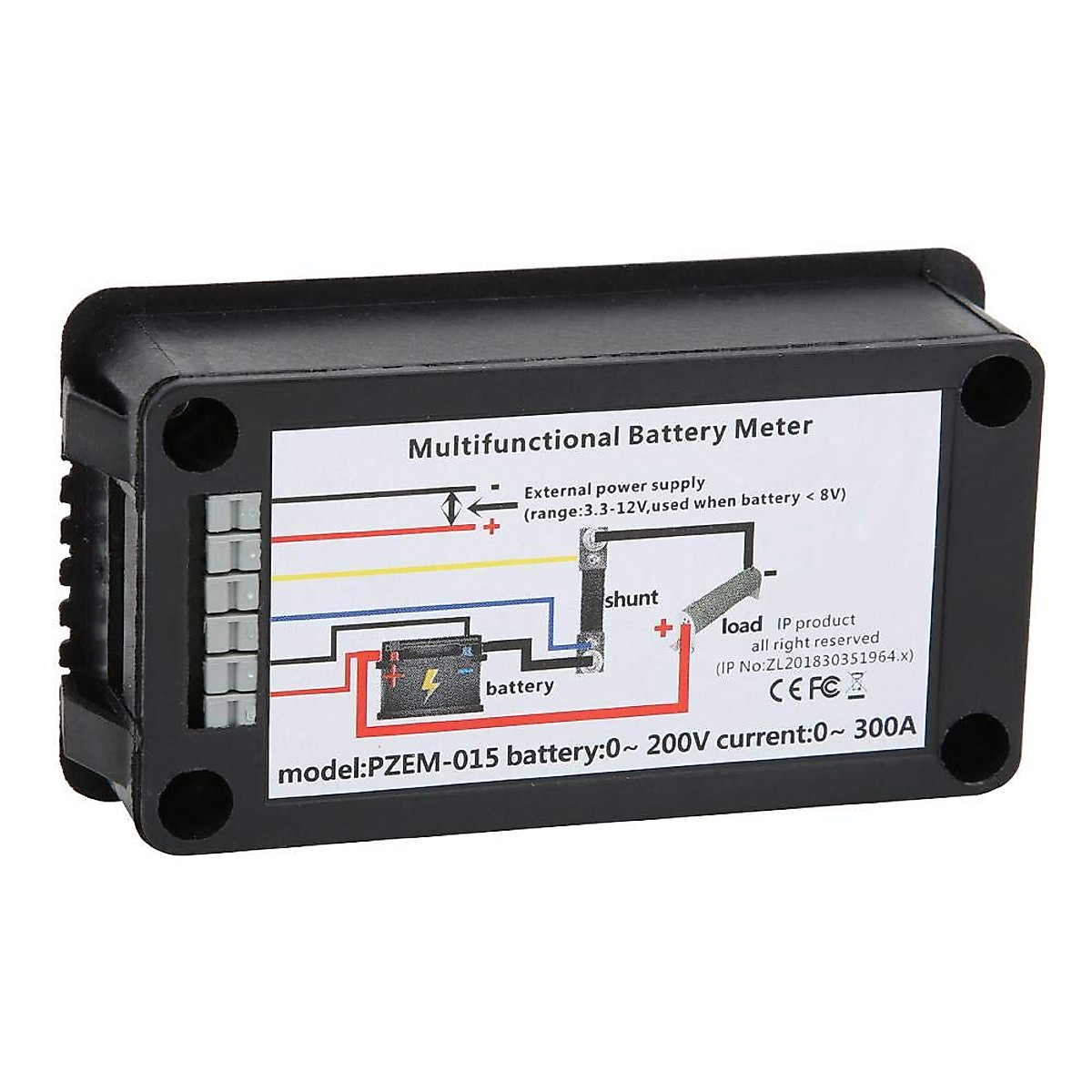 Battery Monitor Meter with Shunt, PZEM-015 Multifunctional Battery Meter Current Voltage Power Energy Consumption Capacity Test with Manual(with 200A Shunt)