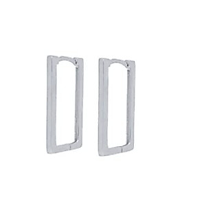 Pair of Rectangle Hoop Earrings Luxury Women Trendy Fine Huggie Earrings Cartilage Jewelry Sterling Silver, Oval Hoop Earrings, Silver or Gold, Square Hoop Earrings Bestseller (Sterling Silver)