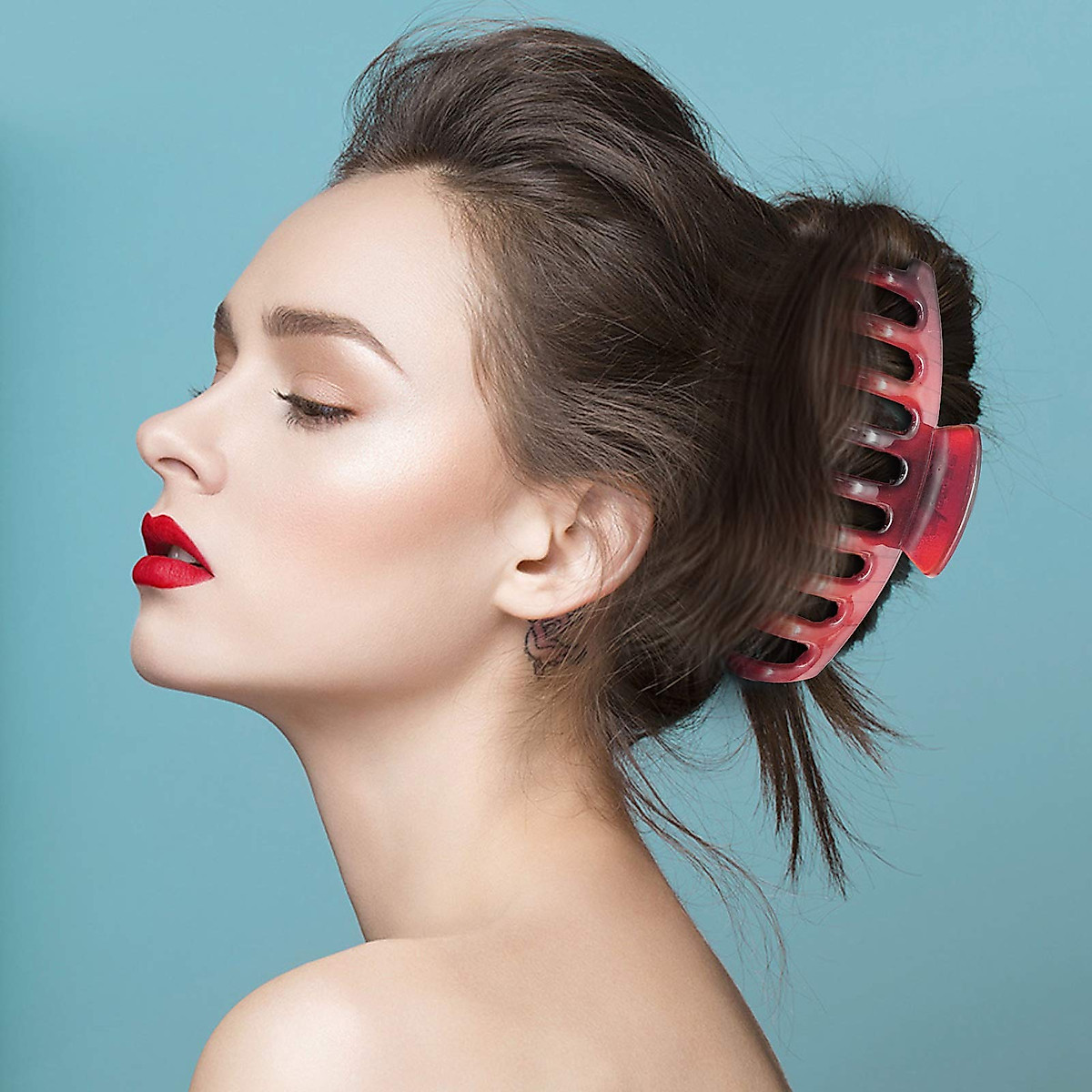 MJIYA Hair Claw Clips Hair Accessories for Women Strong Hold Large Hair Clip (Matte Black+Orange+Purple)