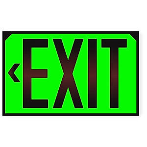 OSHA Photoluminescent Exit Sign (Red) UV Inks on Aluminum 12" x 7.5" | HEAT Resistant | COLD Tolerant | WEATHER Proof. - MADE IN USA - (Directional Arrows Included) | NightBright USA Part Number OCR-050