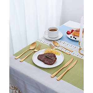 Joincook Matte Gold Silverware Set with Steak Knives,Stainless Steel Flatware Set,24 Pieces Set Cutlery Utensils Set Service for 4,Spoons and Forks Set, Dishwasher Safe