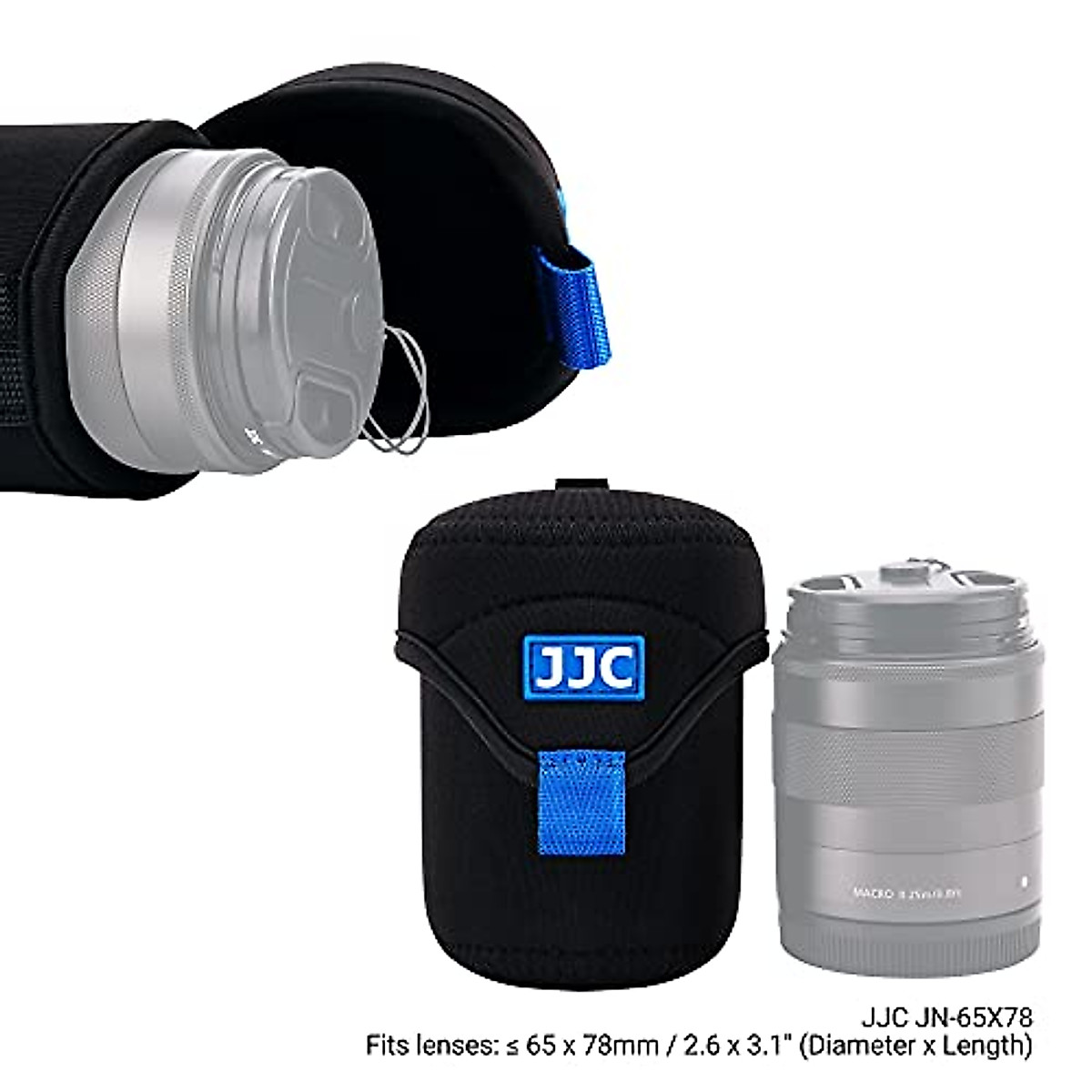 JJC Water Resistant Neoprene Camera Lens Pouch Case, Fold-Over Lens Bag for Mirrorless Lenses Up to 2.6 x 3.1(D X H) for Canon RF 50mm f/1.8, Sony FE 55mm f/1.8, Sigma 56mm f/1.4 etc.