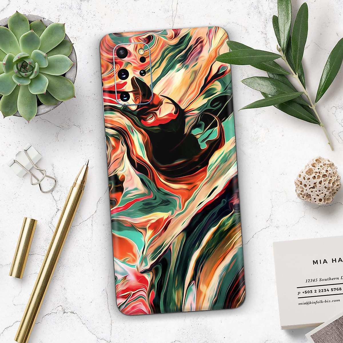 DesignSkinz Blurred Abstract Flow V60 Protective Vinyl Decal Wrap Skin Cover Compatible with The Samsung Galaxy S20 (Screen Trim & Back Glass Skin)