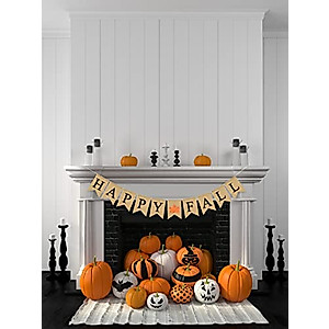 Happy Fall Burlap Banner - Assembled with Maple Leaf Design - Harvest Time & Halloween Party Decor - Thanksgiving Pre Strung Holiday Garland by Jolly Jon