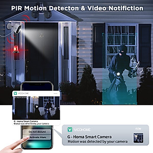 G-Homa Wireless Outdoor Camera with Solar Panel, WiFi Surveillance & Security Camera with Color Night Vision/2-Way Audio/1080P/PIR Motion/Siren/Intelligent AI/Waterproof IP65