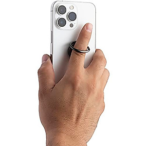 totallee Phone Ring Grip, Finger Holder Rotating Stand Kickstand - Compatible with iPhone and Galaxy (Gunmetal)