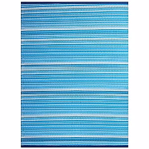 Wefavor Outdoor/Indoor Rug Plastic Straw Rug Waterproof Portable Outdoor Mat, Easy to Clean and Fold, Perfect for Garden, Patio, Picnic, Decking-（Blue，5x7Ft）