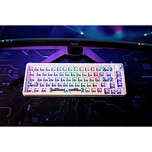 GK GAMAKAY LK67 65% RGB Modular DIY Mechanical Keyboard, 67 Keys Hot Swappable 3pin/5pin Switch, Programmable Triple Mode Bluetooth 5.0/USB-C Wired/2.4GHz Wireless Customized Keyboard Kit (White)