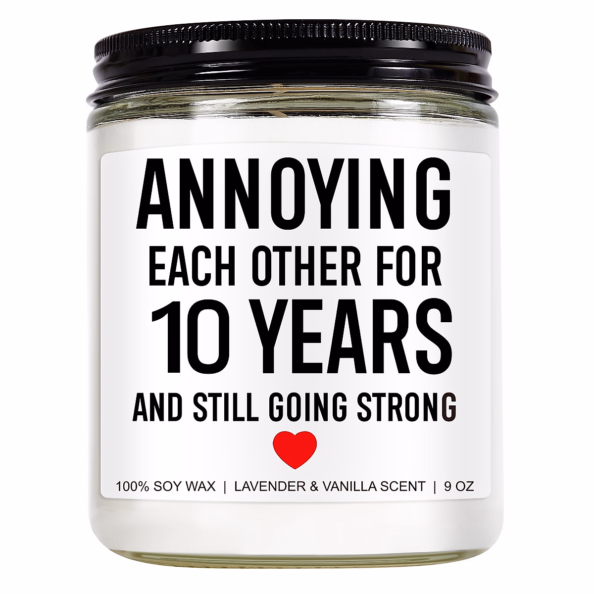 Younift 10 Years Candle, 10 Year Anniversary, Gifts for Wife, Husband, 10th Anniversary, Gifts for Him, Her, 10 Year Wedding Anniversary, Gifts for Couples, Funny Gifts, 10 Year Tin Anniversary