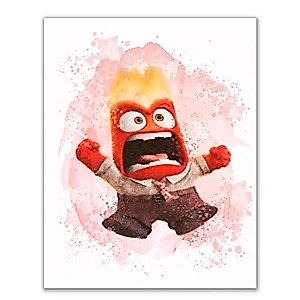 Inside Out Watercolor Wall Art Prints - Set of 6 (8 inches by 10 inches) Photos - Joy Sadness Fear Anger Disgust Bing Bong