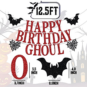 Happy Birthday Ghoul Banner, Happy Booday/Halloween Happy Birthday Bunting Sign, Horror Ghost Themed Birthday Party Decorations Supplies for Men Women