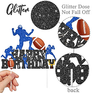 Football Birthday Cake Topper Football Theme Birthday Party Decoration Rugby Ball Player Cake Pick football Cake Topper for Sport Theme Baby Shower Supplies