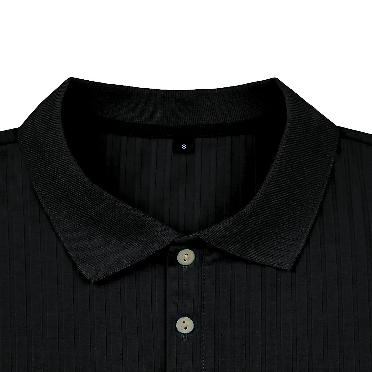 LOGEEYAR Mens Muscle Polo Shirts Short Sleeve Slim Fit Shirts Casual Ribbed Stylish Tees Black