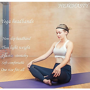 Hexchasty 9pcs Elastic Thin Headbands for Women Stretchy Skinny Headbands Sports Athletic Hair Bands for Women Men Girls Boys Teen Black Multi-colored