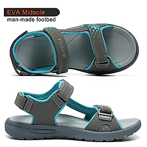 QUANDELI Walking Sandals Women, Summer Waterproof Hiking Sandals Comfortable Lightweight Sport Athletic Sandals Open Toe Sandals for Outdoor Beach Travel (grey,8)