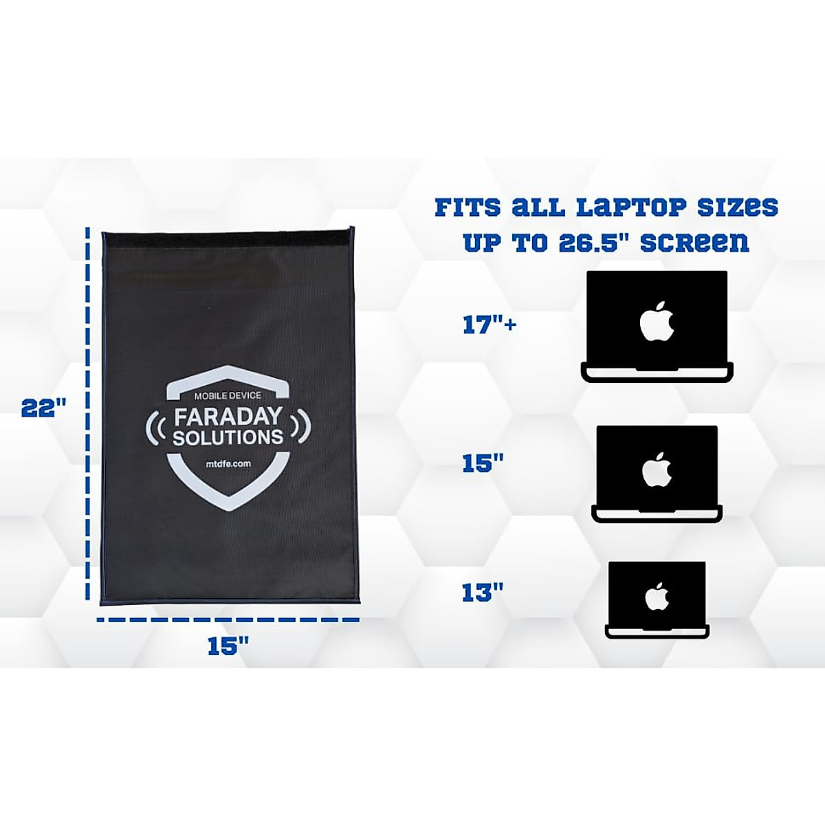 Digital Forensic Evidence Laptop Faraday Case with Faraday Solutions Enhanced X2 Shielding for Executive Travel and Personal Privacy (Cellphones, Tablets, Laptops 22 inch x 15 inch), Black