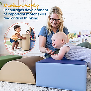 ECR4Kids SoftZone Climb and Crawl Activity Play Set & Melissa & Doug K's Kids Pull-Back Vehicle Set - Soft Baby Toy Set with 4 Cars and Trucks and Carrying Case