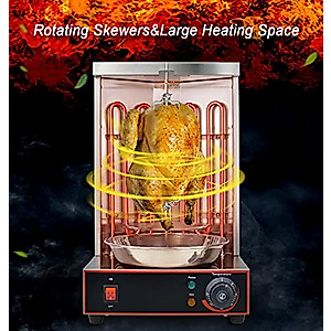 NJTFHU Electric Shawarma Machine Home Vertical Rotisserie 110V Gyro Broiler with 2 Heating Tubes Meat Catcher for Home,Outdoor,Garden Rotisserie