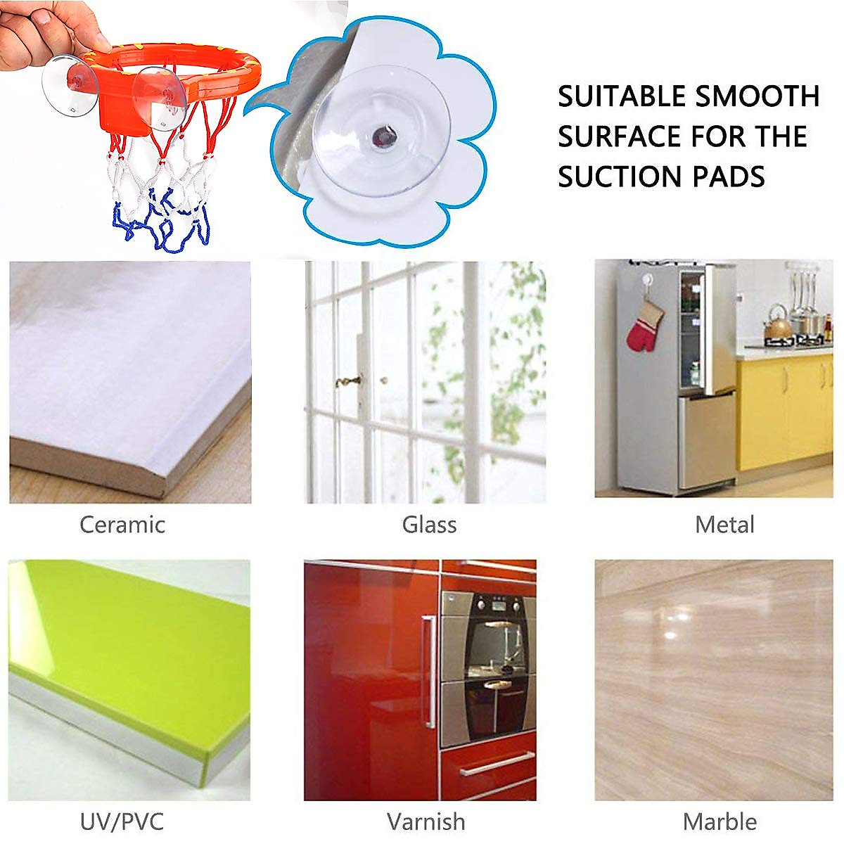 SEISSO Bathtub Bath Toys, Basketball Hoop & 3 Balls Playset for Boys Girls, Suctions Cups Basketball Hoops Toy for Kids & Toddlers, Shooting Game