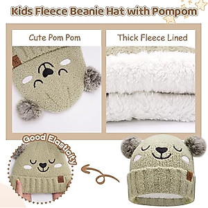 Kids Toddler Infants Winter Beanie Hats Scarfs Gloves Set Pompom Caps Mittens Neck Warmer with Fleece Gifts for 0 6 12 18 Months 1 2 3 4 Years Old Baby Girls Boys