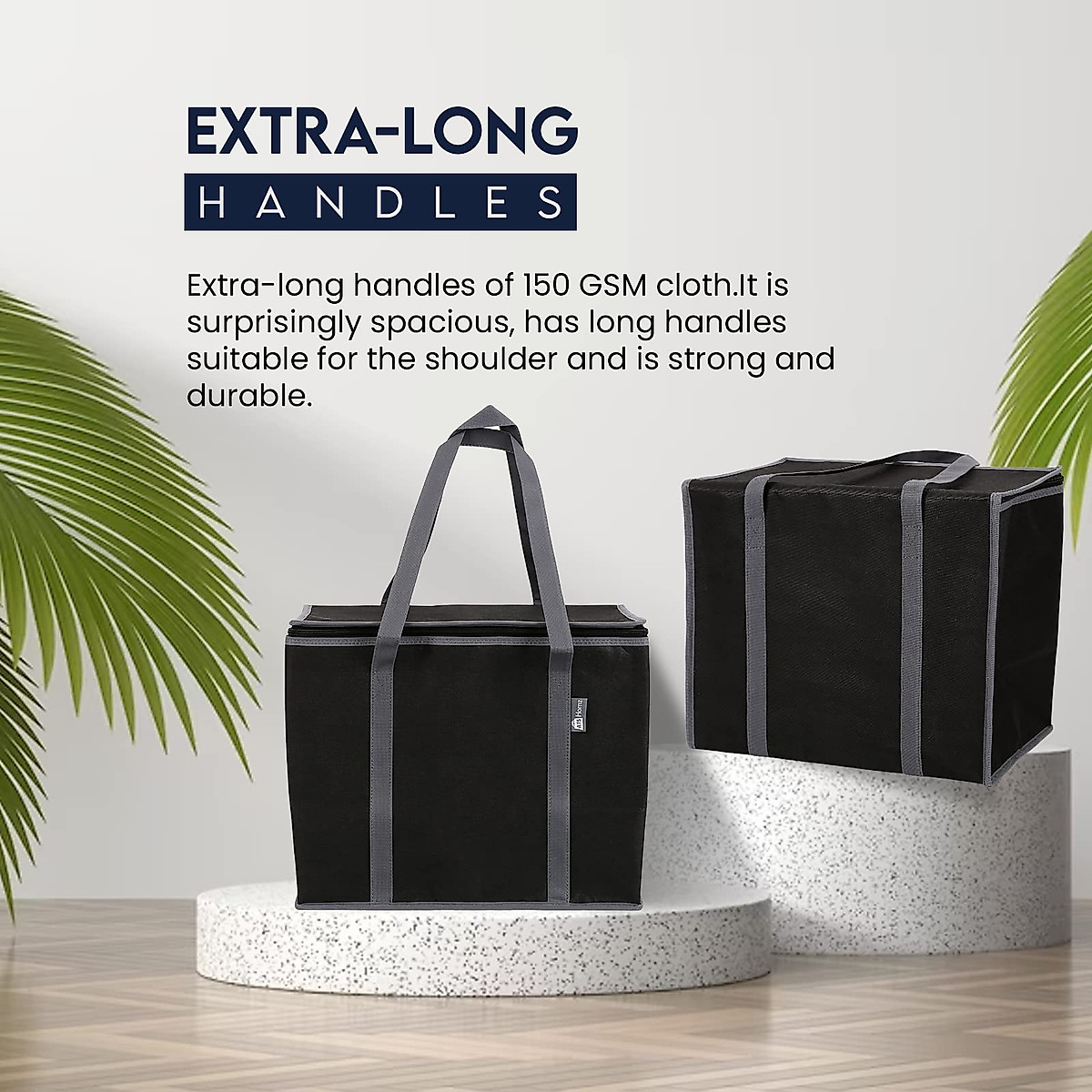 Insulated Reusable Grocery Bags(Pack of 2-Extra Large)Black, Portable Travel Bag For Frozen Food, Reusable Bags with handles-Foldable Insulated Bag Grocery, For Hot Cold Food Reusable Shopping Bags