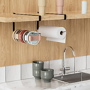 Liktadr Premium Tumbler Lid Organizer, Lid Organizer-Paper Towel Holder Under Cabinet, Easy Install-Space Saving Design Drinking Tumbler Lid Storage for Kitchen Organizers and Storage(Black)