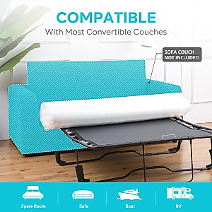 Tripie Gel Memory Foam Replacement Mattress for Sleeper Sofa and Couch Beds, 4 Inch, Fiberglass-Free and Washable Cover, Full Size(Sofa Not Included)