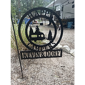 PK Décor Custom Happy Camper Decor, Personalized Camper Sign Gift for Campers, Campsite Garden Flag for Travel Trailer, RV, Motorhome, Pop Up, Welcome to Our Campsite Sign