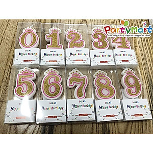 PartyMart Number 5 Giltter Candle, Pink Number 5