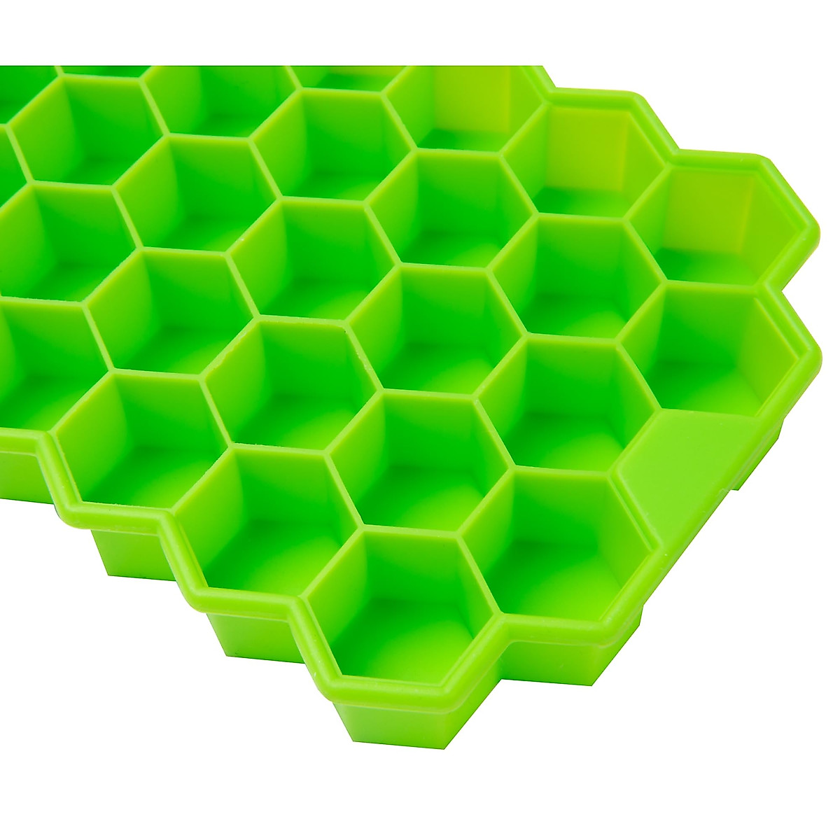 Mind Reader Mini Ice Cube Trays, Honeycomb Mold, Cover, Reusable, Stackable, Freezer, Silicone, 8"Lx5"Wx1"H, Set of 4, Green