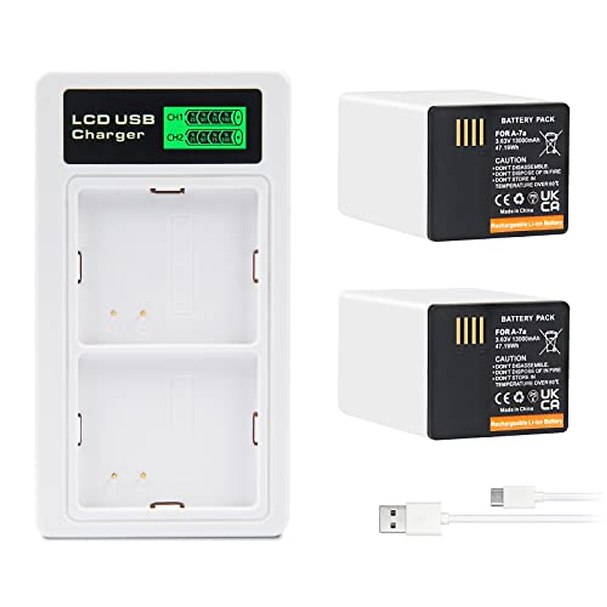 2-Pack XL Extended Batteries Compatible with Arlo Pro 4 XL Arlo Go 2 VMA5410 and for Arlo Ultra, Ultra 2, Pro 3 and Pro 4 that Using XL Extended Battery and Housing, Upgraded 13000mAh with Charger