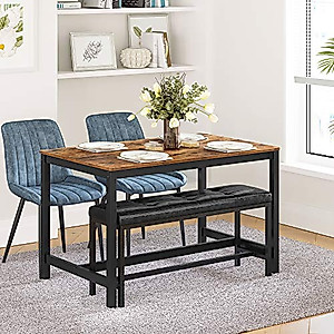 VASAGLE 47 Inches Dining Room Table for 4, Industrial Style with Heavy Duty Metal Frame, 47.2 x 29.5 x 29.5 Inches, Brown