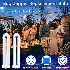 Kittmip Bug Zapper Replacement Bulb 4 Pieces 15 W U Shaped Twin Tube Bulb Indoor Outdoor Bug Zapper Light Bulbs with 4 Pin Base 4 Count (Pack of 1)