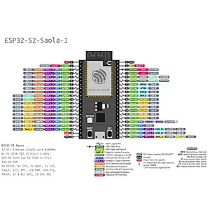 Stemedu ESP32-S2-Saola-1 Microcontroller Processor Module 4MB Flash + 2MB PSRAM ESP32-S2-WROVER WiFi Development Board for Ardunio IDE