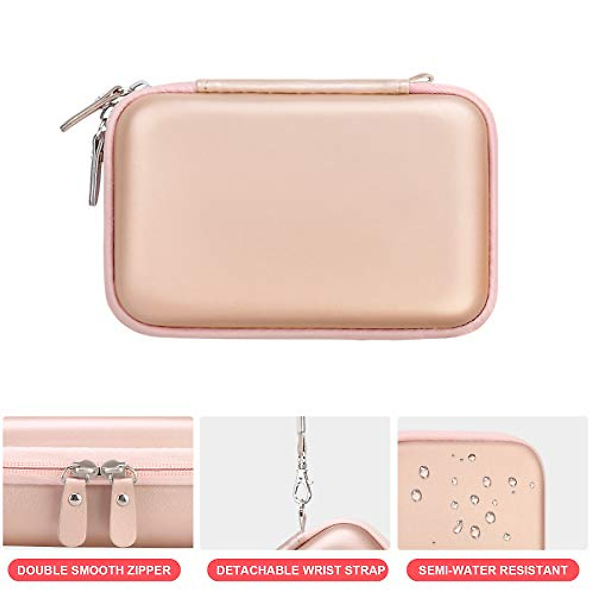 Canboc USB Hub Organizer Case USB C Hub Adapter USB Splitter USB Extender Holder for Anker Hiearcool UGREEN LENTION Multi USB Port Drives, Mesh Pocket fit Flash Drive Macbook Air Pro Charger,Rose Gold