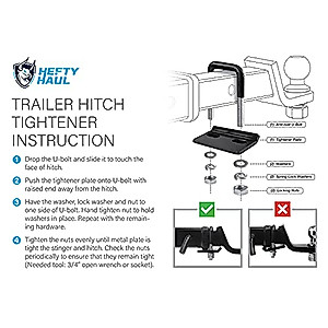 Hefty Haul Trailer Hitch Tightener for 1.25" and 2" Hitch Anti Rattle, Heavy Duty Steel, Anti Rattle Hitch Tightener 2 Inch, Trailer Hitch Accessories, Hitch Clamp, Tow Hitch Stabilizer, 1 Pack