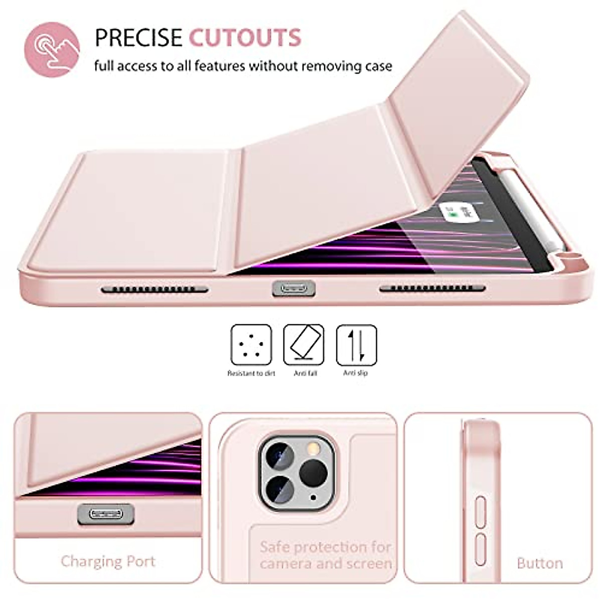 iPad Pro 11 Inch Case 2022 2021 2020 2018, Hoidokly Slim Stand Protective Folio Case Smart Cover with Pencil Holder Compatible with Apple iPad Pro 11" 4th 3rd 2nd 5st Generation