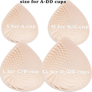 PRETTYWELL Bra Pads Inserts, 2 Pairs Latex Bras Inserts for Sports Bras, Bra Cups Inserts for Bikini Tops (beige, L.)