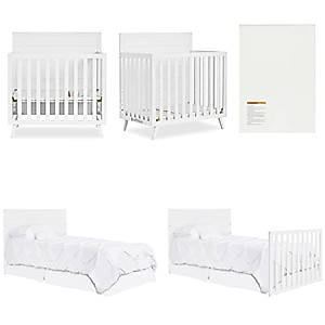 Sweetpea Baby Lexington 4-in-1 Convertible Mini Crib in White, JPMA & Greenguard Gold Certified, Made with Sustainable New Zealand Pinewood, Non-Toxic Finishes