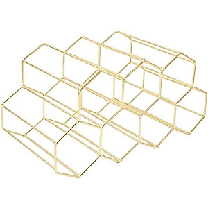 Tapbull Gold Metal Wine Rack Freestanding, Tabletop Wine Rack Holder, Countertop Wine Bottle Holder (Gold)