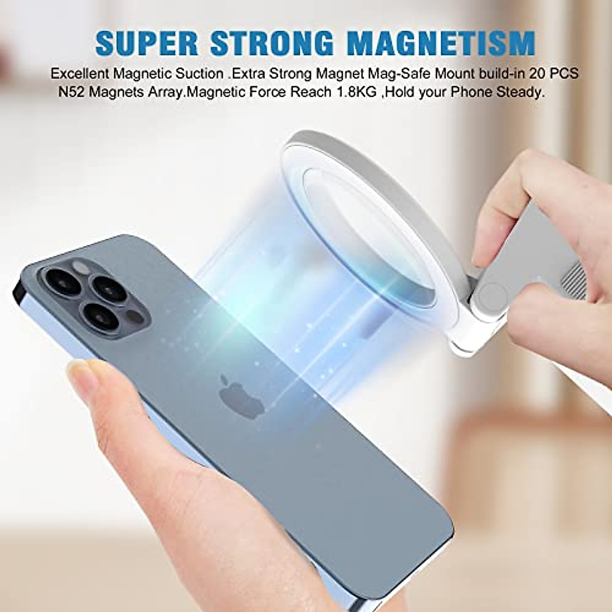 Capstone Continuity Camera Mount for Desktop Monitors with a Flat Back | 30 Degree Tilt for Desk View | Connects via MagSafe | for iPhone 12, 13 & 14 | for iOS 16 + Mac OS Ventura or Later