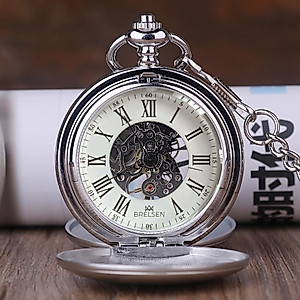 Brelsen Royal Silver Double Hunter Mechanical Pocket Watch