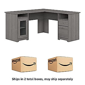 Bush Furniture Cabot 60W L Shaped Computer Desk in Modern Gray